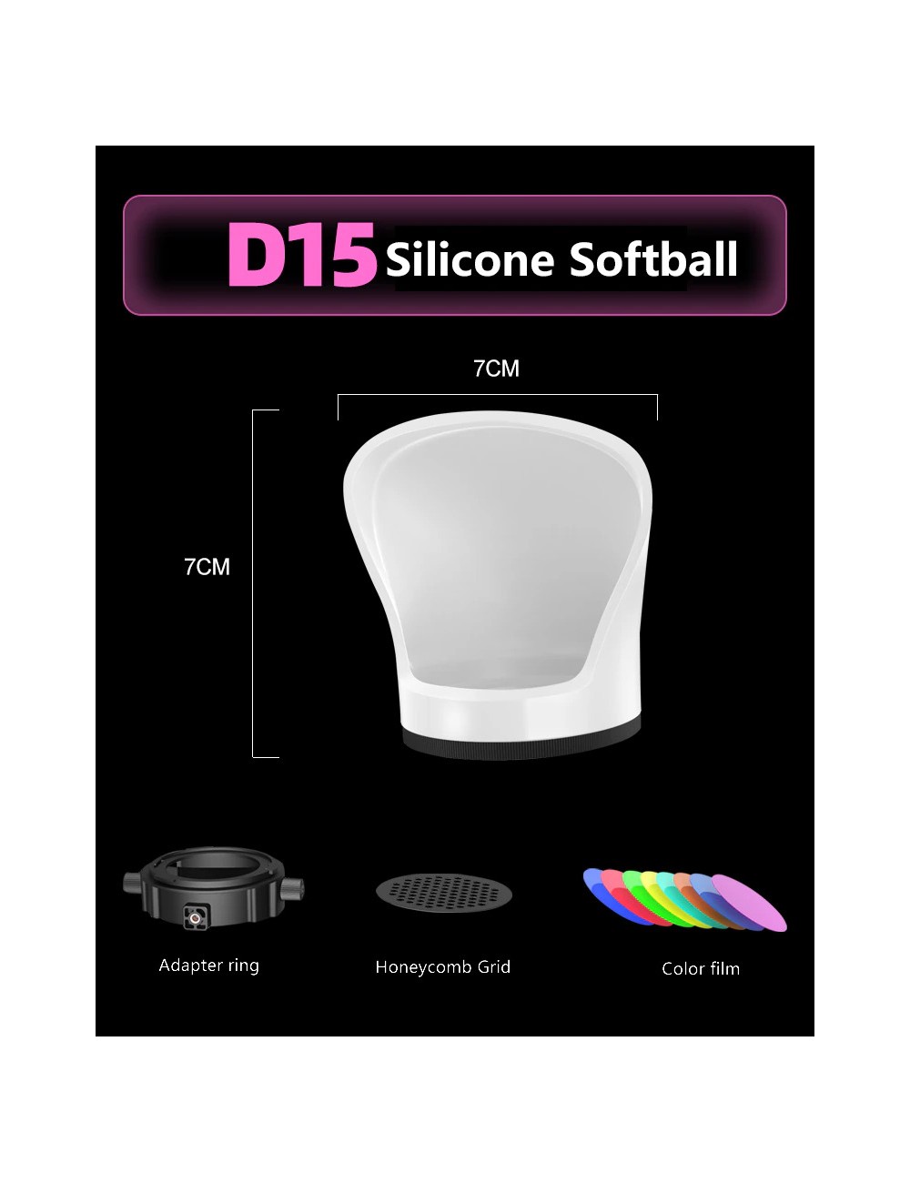 Lynca D15 Set de Accesorios Para Flash, Gran Difusor Silicona, Filtros Colores y Grid