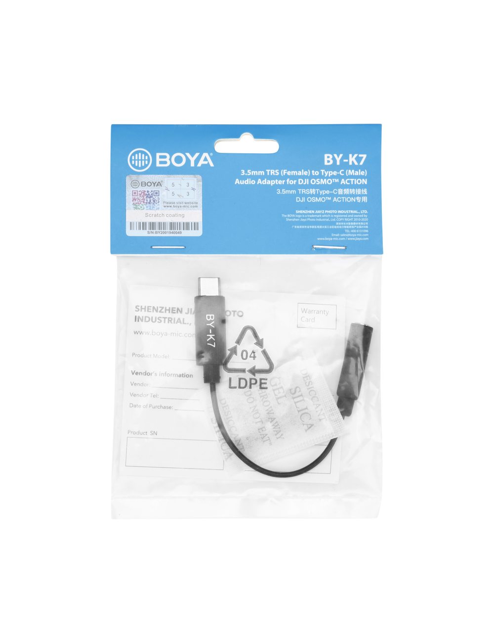 Boya BY-K7 Mini Cable Adaptador Para DJI OSMO Action 3.5mm TRS Hembra a ...