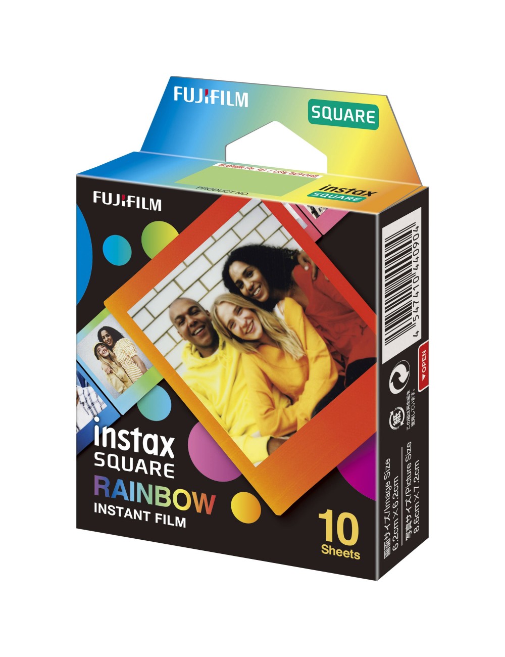 Fujifilm instax SQUARE Film Instantaneo 10 Fotos Borde Con Diseño RAINBOW